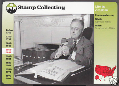 STAMP COLLECTING Franklin Roosevelt Photo GROLIER STORY OF AMERICA CARD ...