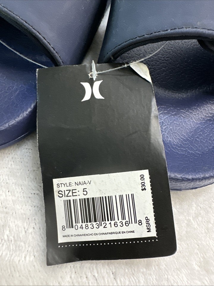 Hurley Kids Navy Blue Slide Sandals with Logo Size 5 804833216368| eBay