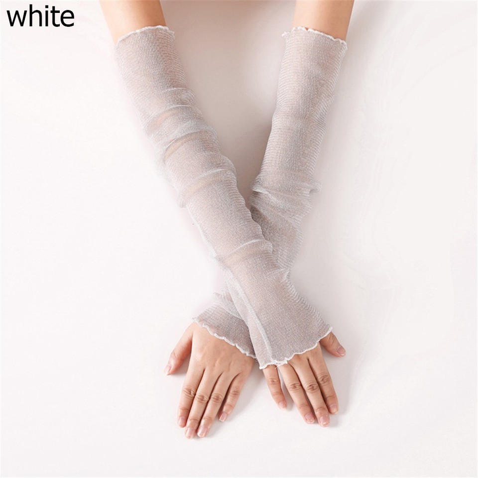 Sunscreen Long-Sleeved Sun Protection Sleeves Driving Gloves Mesh Lace ...