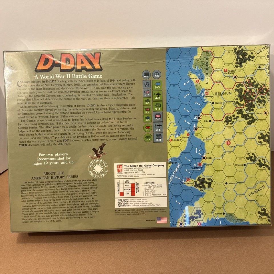 D-Day Board Game Avalon Hill 1991 Edition World War II Battle Game New ...