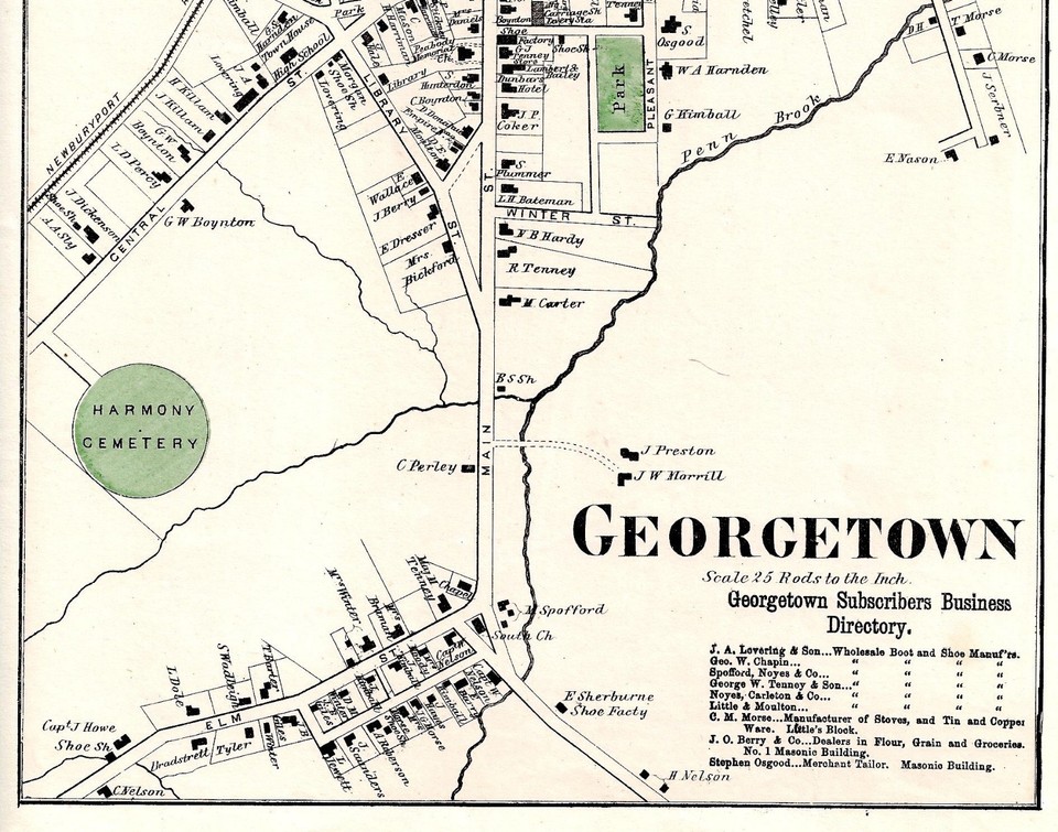 1872 Georgetown Center, Ma. Map. Essex County Mass. | eBay