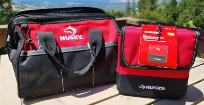 Husky Tool Bag 12" 3 Pocket Zippered Storage Organizer Red/Black ...