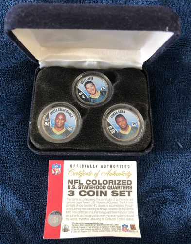 2004 Green Bay Packers NFL Colorized Quarters 3 Coin Set Favre/Green ...