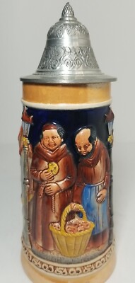 GERMAN Beer Stein King Western GERMANY Lidded Pretzel bakery beerstein ...