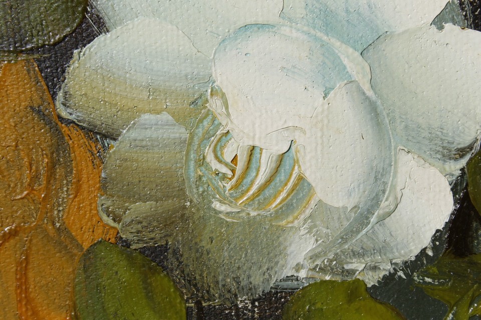 Robert Lox Artist Signed Oil On Canvas Flowers Floral Still Life ...