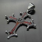 Large Classic Red Enamel Stainless Steel Cross Men Necklace Chain ...