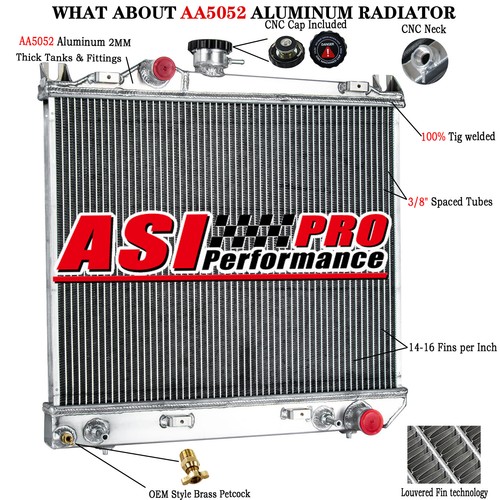 4-Row Aluminum Radiator Fit 1987-1991 Dodge Dakota 2.2L 2.5L 3.9L 1988 ...