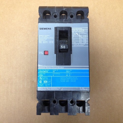 ITE Siemens ED ED4 ED43B050 3 Pole 50 Amp 480V Circuit Breaker | eBay