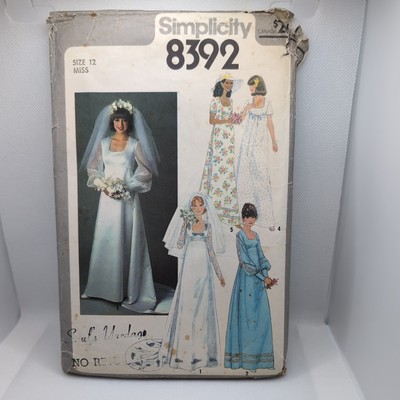 Vintage Simplicity 8392 Pattern Misses Sz 12 Wedding Gown Bridesmaids ...