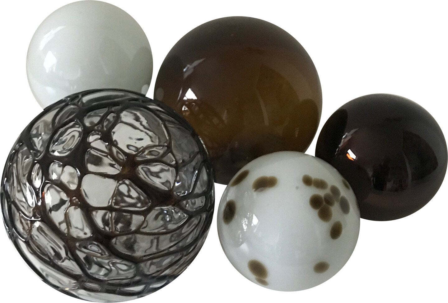Glass Balls Sphere Set of 5 - Chocolate Cobweb | eBay