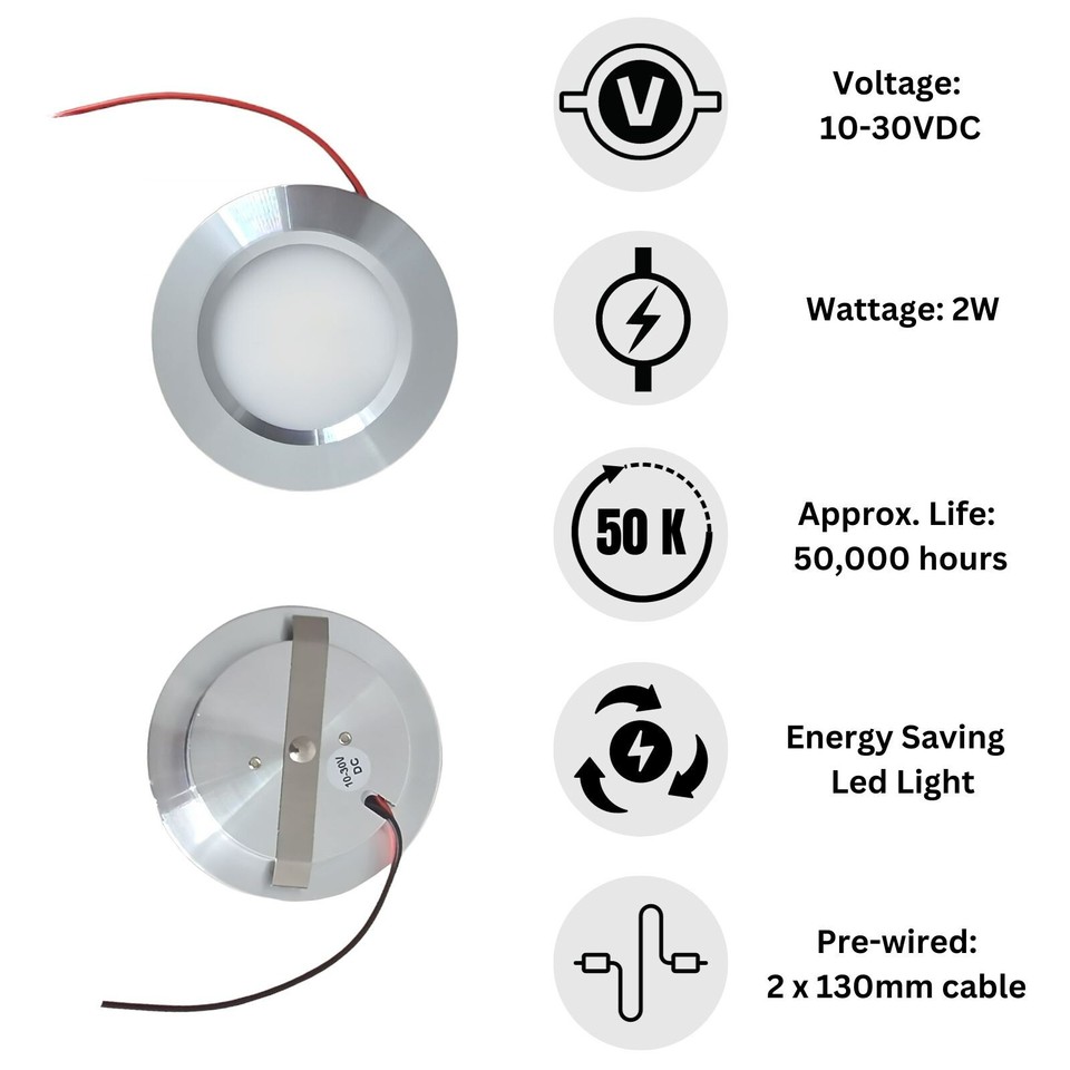 LED 12V 24V Spot Light Dimmable Caravan Boat Recessed Warm White ...