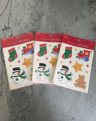 VTG 3 Hallmark Stickers Christmas Self Adhesive 6 Sheet Gift Seals 1988 ...