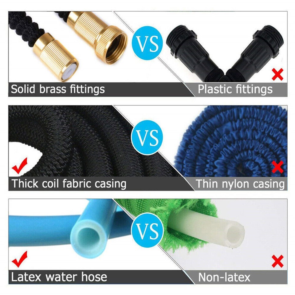 Heavy Duty Expandable Garden Hose Pipe Spray Gun Flexible Expanding ...
