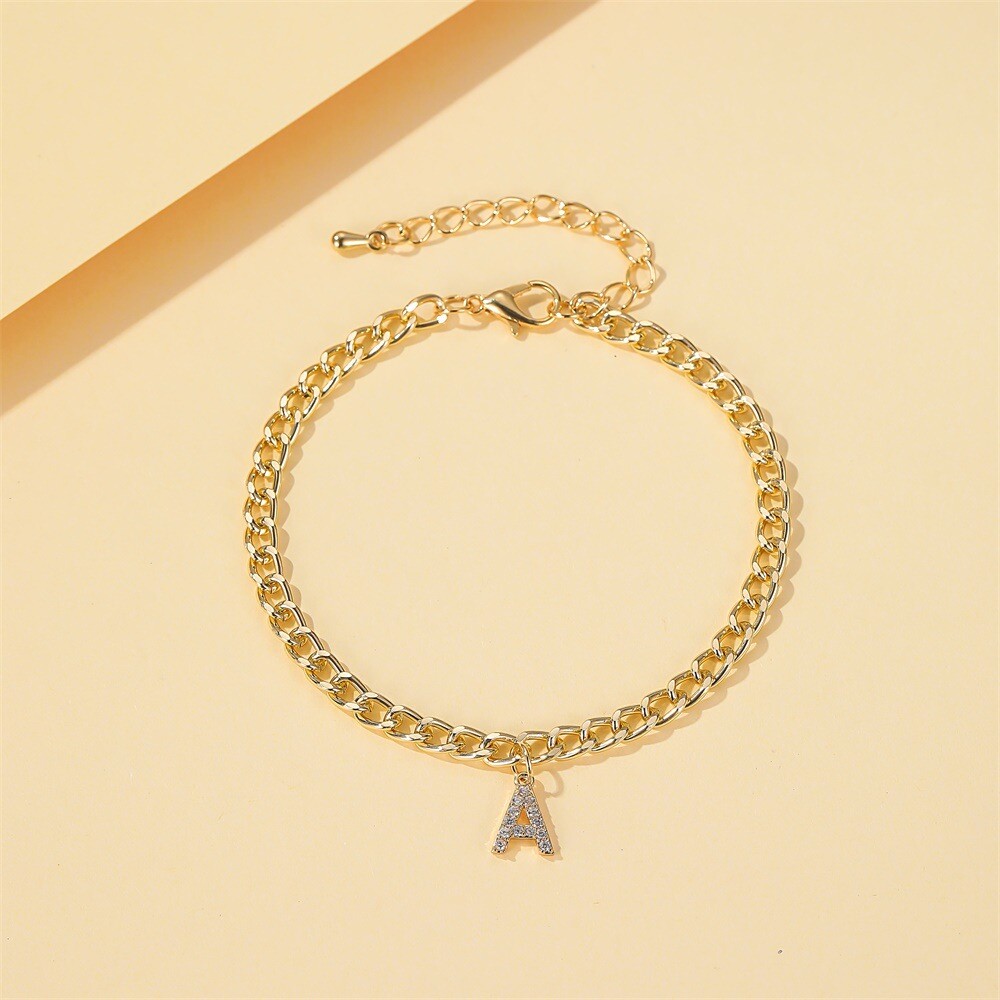 Initial Alphabet Letter Ankle Bracelet Women Diamante Anklet Foot ...