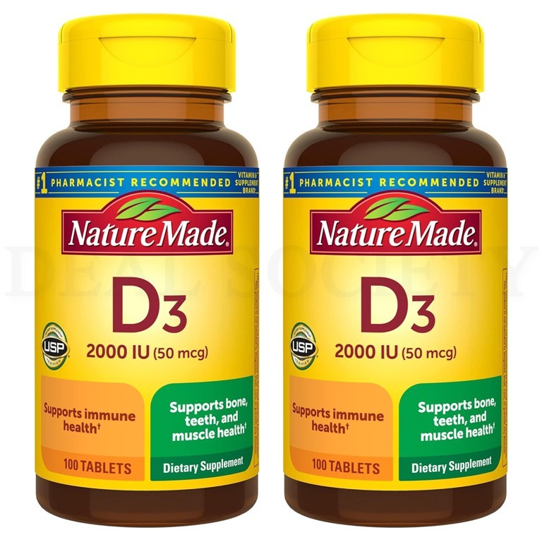Nature Made Vitamin D3 Vitamin D 2000 IU (50 mcg) 100 Tablets Each Lot ...