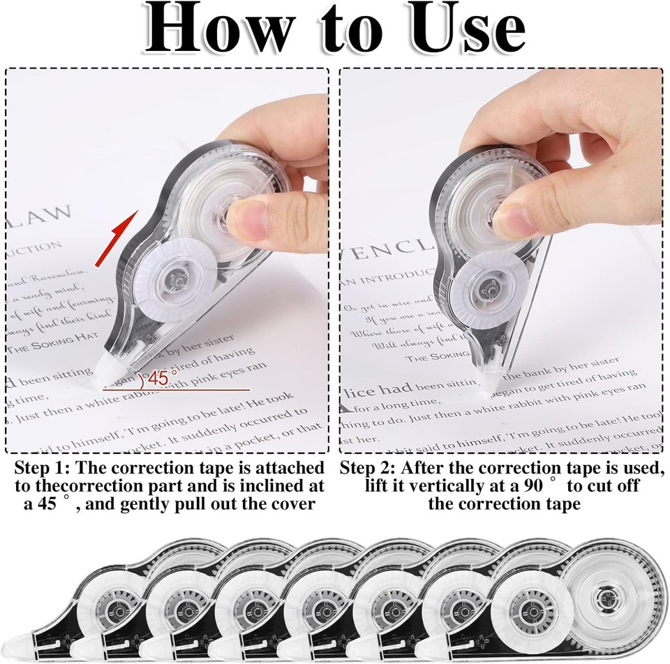 12 Pack White Out Tape Correction Tape, 39 Feet Each Whiteout Roller ...