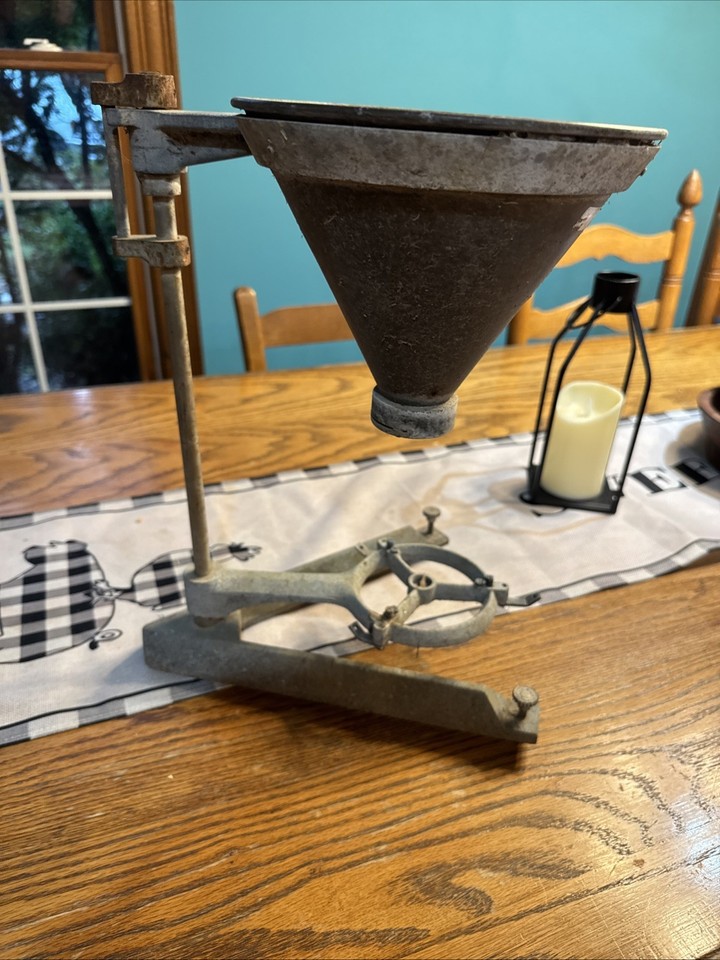 Antique Ohaus Brass Funnel Grain Filling Hopper & Cast Iron Stand Scale ...