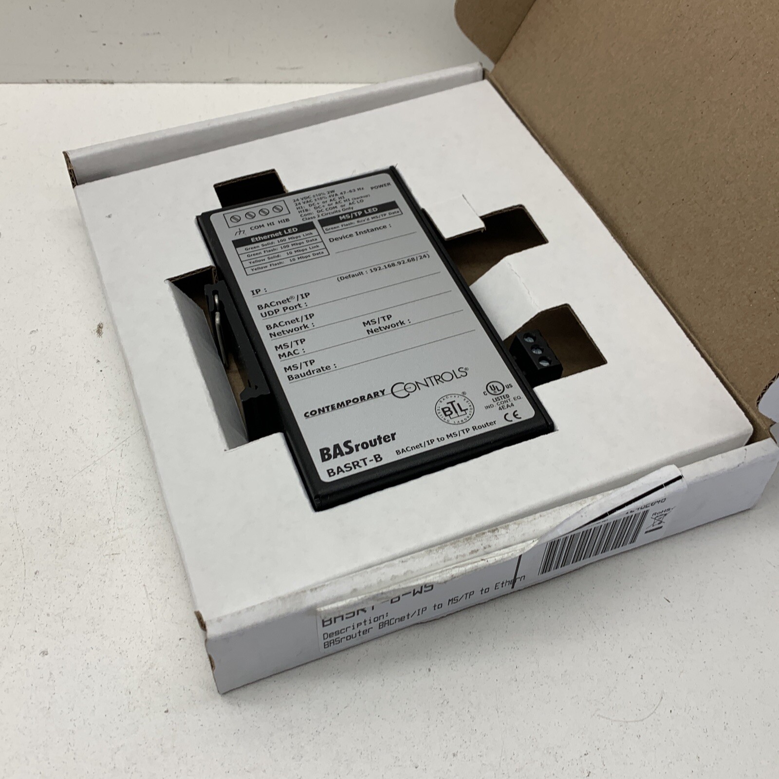 Contemporary Controls BASRT-B-WS BASRouter BACnet/IP to MS/TP DIN Rail ...