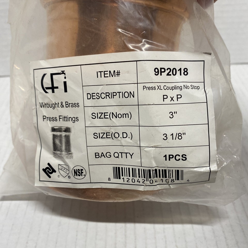 CFI 3” Press Fittings Press XL Coupling No Stop PXP 9P2018 New | eBay