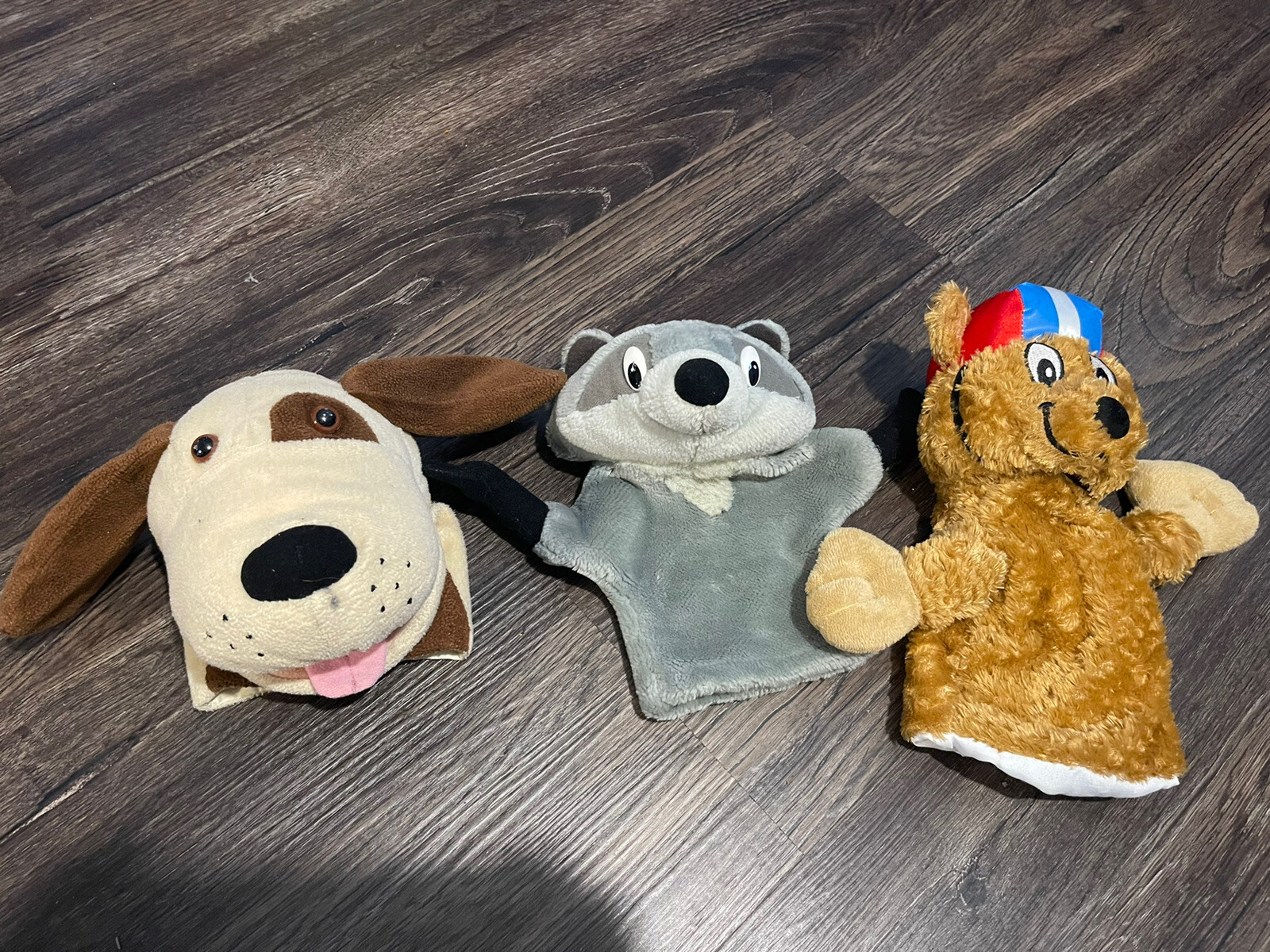 Plush Animal Hand Puppets Lot Of 3 Mary Meyer Dog Meeko Raccoon St Jude ...