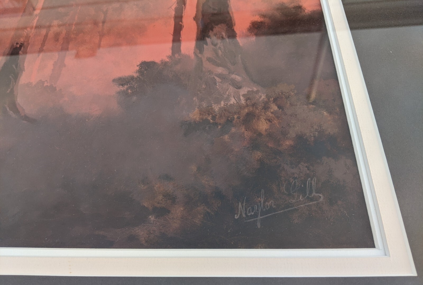 Naylor GILL (1872-1945) "Bushfire glow" beautifully framed early 20th ...