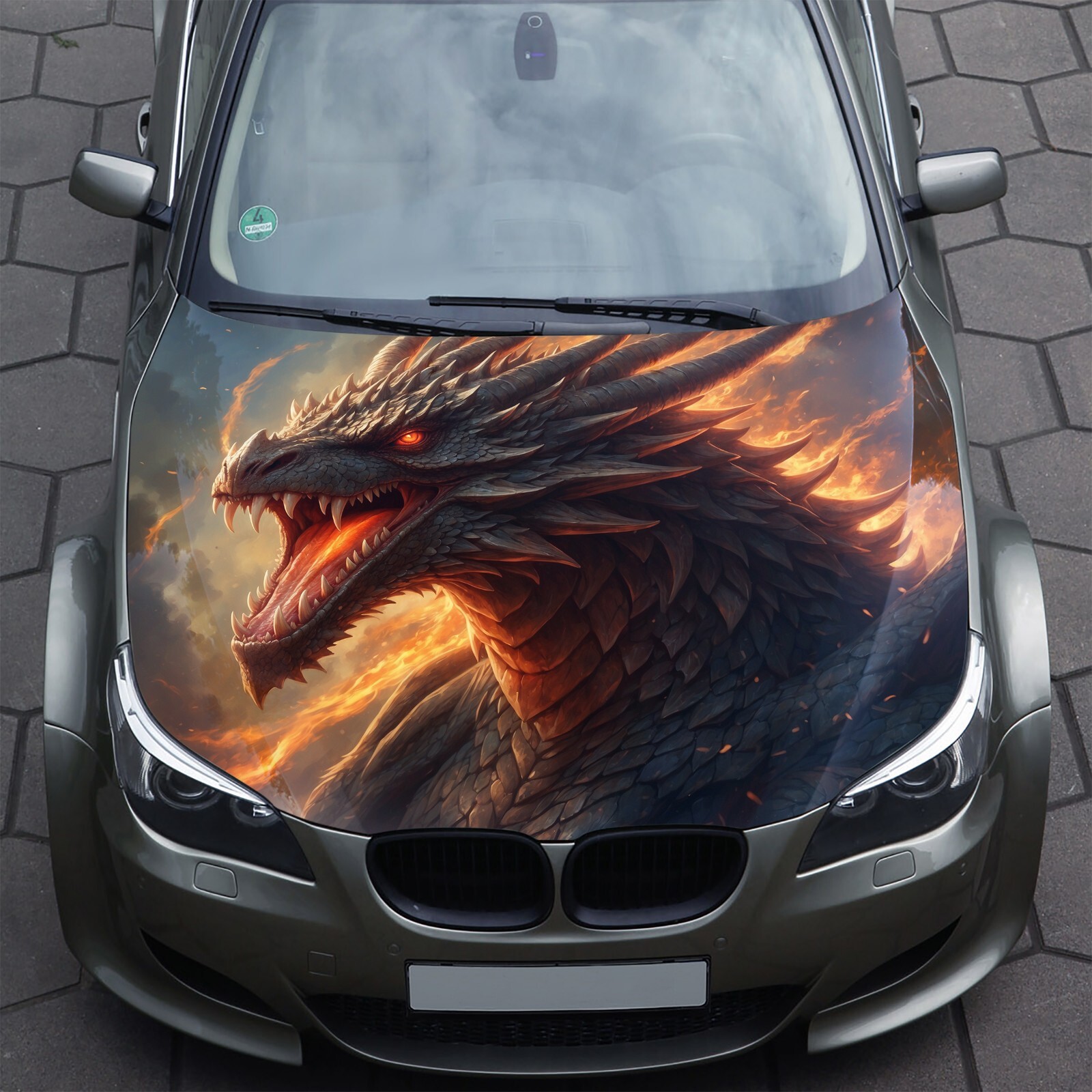 Dragon Fire Car Hood Wrap Decal Vinyl Sticker Full Color Graphic Fit ...