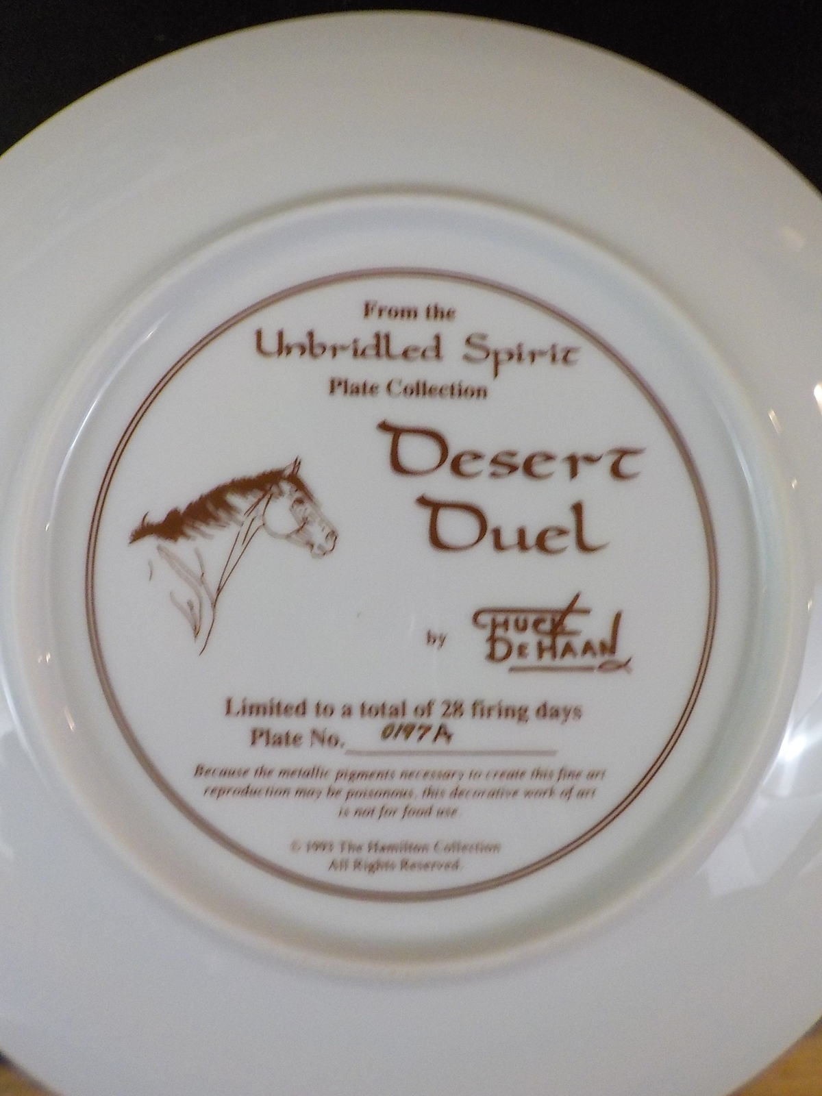 Plate Unbridled Spirit collection Desert Duel Plate #0197A COA Horses ...