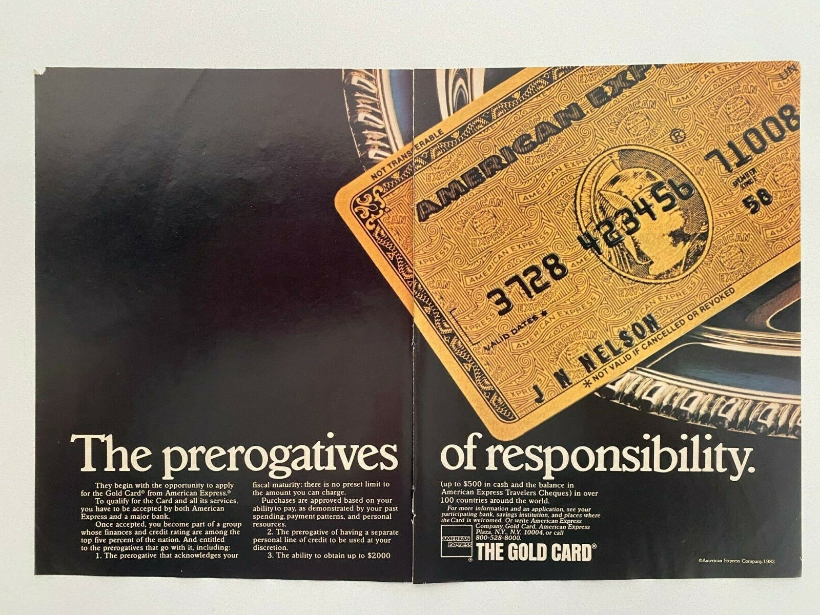 American Express Gold Card Vintage 1982 Print Ad | eBay