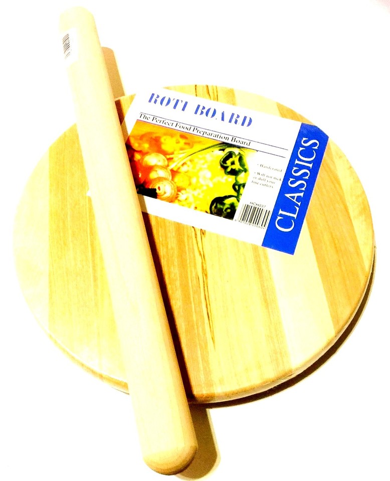 Indian Wooden Chapati Roti Puri Rolling Board With Rolling Pin | eBay UK