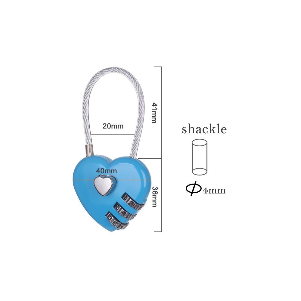Dial Combination Code Heart Shaped Lock Security Tool Padlock 3 Digit ...