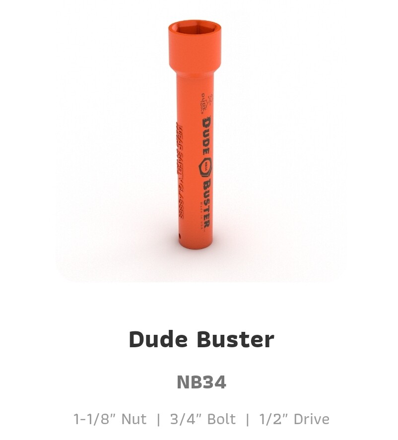 Dude Buster (NB34) 1/2" Drive -1/8" Nut Extra Deep Impact Socket for ...