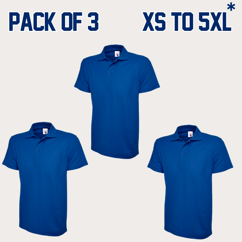 Classic Polo shirts, Uneek UC101 Unisex Polo-shirt, Pack of 3, 5 and 10 ...