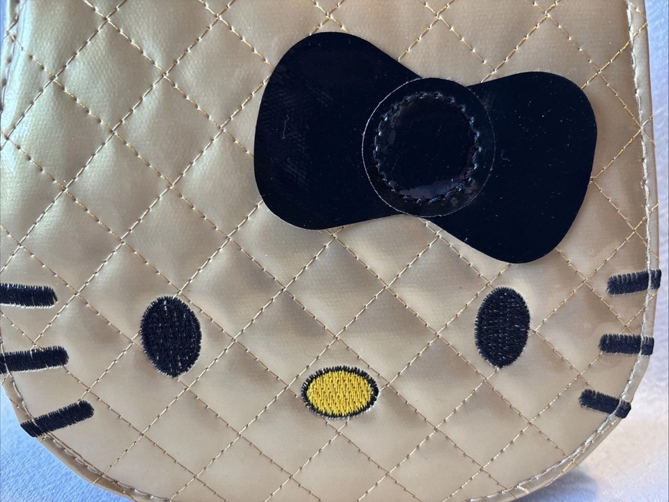 Hello Kitty Crossbody Bag Quilted Design Gold Color Free USPS Ground ...