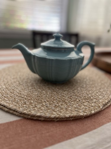 Vintage Hall China Teapot – Aqua Blue – Ribbed Shell Shape | eBay