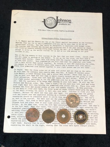 Vintage Johnson Products “Silver/Copper/Brass Transposition” Magic Coin ...