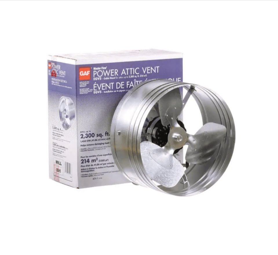 GAF Master Flow 1450 CFM Electric Powered Gable Mount Attic Fan EGV5 ...