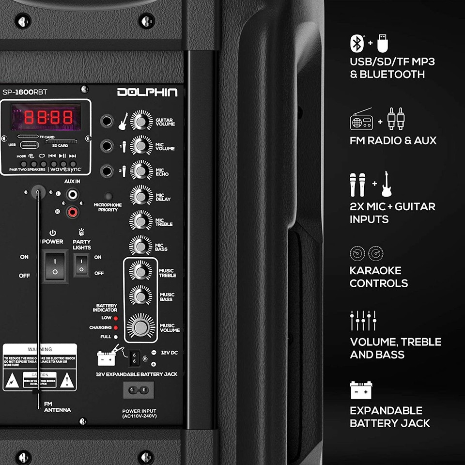 Dolphin High Power Party Speaker - Portable & Rechargeable Sound System ...