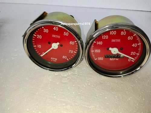 Smiths Replica 85 mm speedometer tachometer Red face | eBay