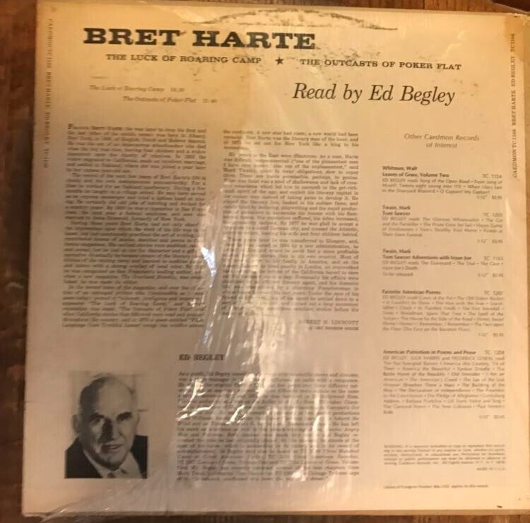 BRET HARTE ED BEGLEY OUTCAST OF POKER FLATS LUCK OF ROARING CAMP LP ...