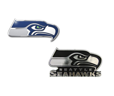 2pc Seattle Seahawks 3D Chrome Plastic & Aluminum Color Emblem Sticker ...