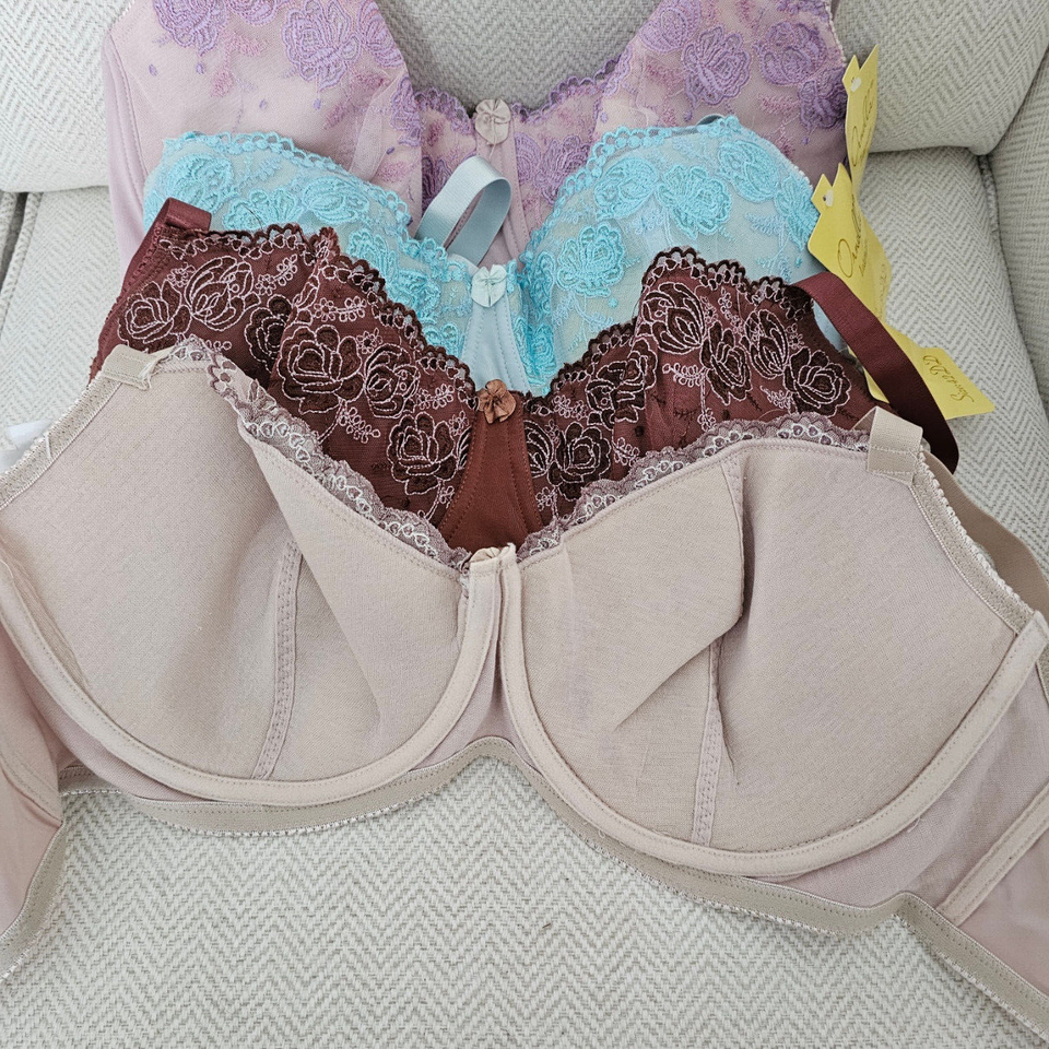 ORNELLA Intimates Full Coverage Embroidered Bra Plus Size 38DD 40D 42D ...