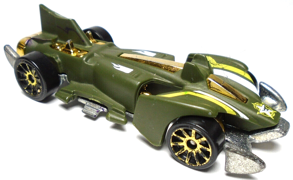 HOT WHEELS JET THREAT 4.0 GREEN DIECAST 2 3/4" JET ENGINE CAR W/ GOLD ...