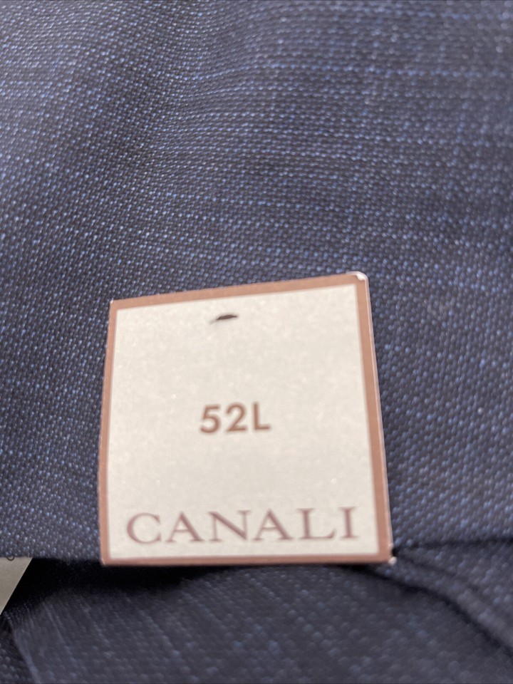 Canali Jacket Blazer Mens Size 52 Long 52L Blue Wool Stretch Two Button ...