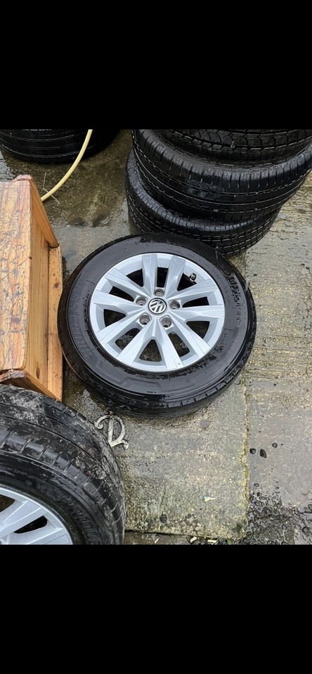 GENUINE VW VOLKSWAGEN T6 HIGHLINE 16" CLAYTON ALLOY WHEELS T5 VAN T6.1 ...