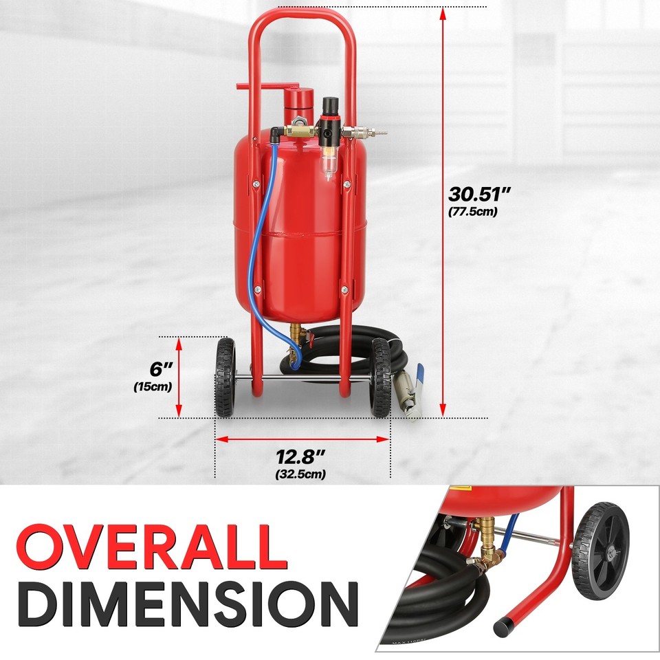 5 Gallon Sand Blaster 60-110 PSI High-Pressure Sandblaster Machine w/ 4 ...