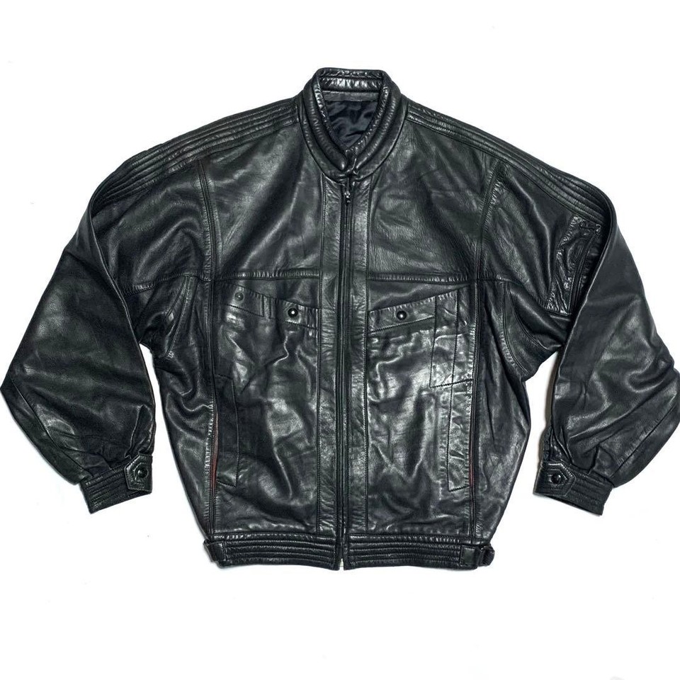The Real McCoy's Mens Leather Jacket Rare 4XL Size 48 Black Genuine ...