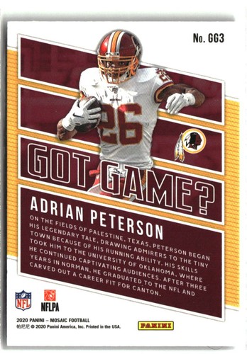 2020 Panini Mosaic #GG3 Adrian Peterson Got Game? | eBay