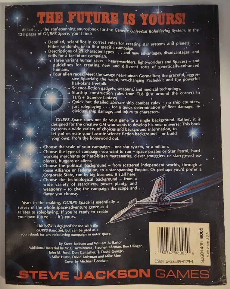 GURPS: Space 1st Edition, 1988 Soft cover, Steve Jackson Games Out of ...