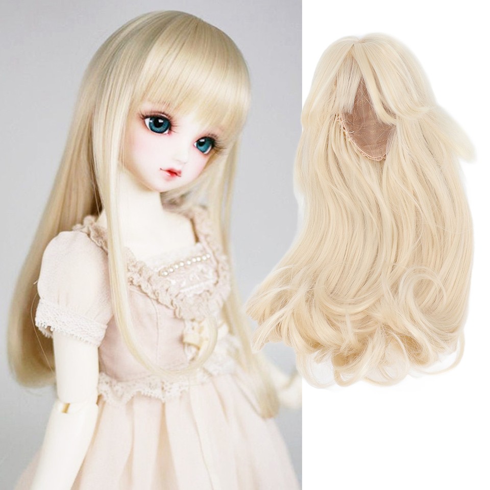 Toy Doll Head Wig Mesh Cloth Blunt Bangs Long Fake Hair for DIY ...