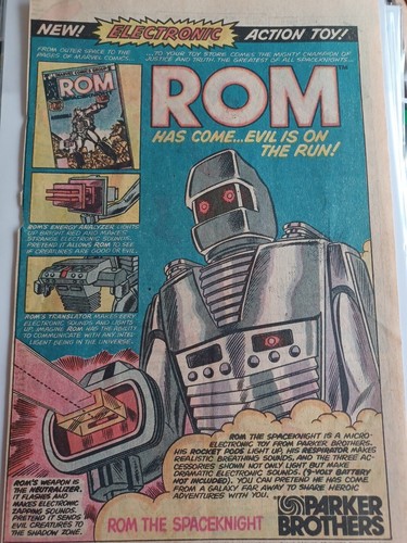 Parker Brothers Battery Operated ROM 1979 Toy Robot ROM Cartoon Ad Art ...